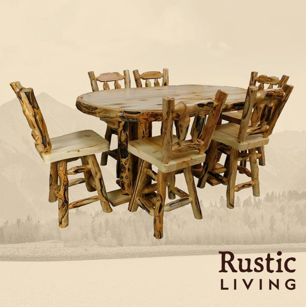 Rustic Log Counter Height Tables
